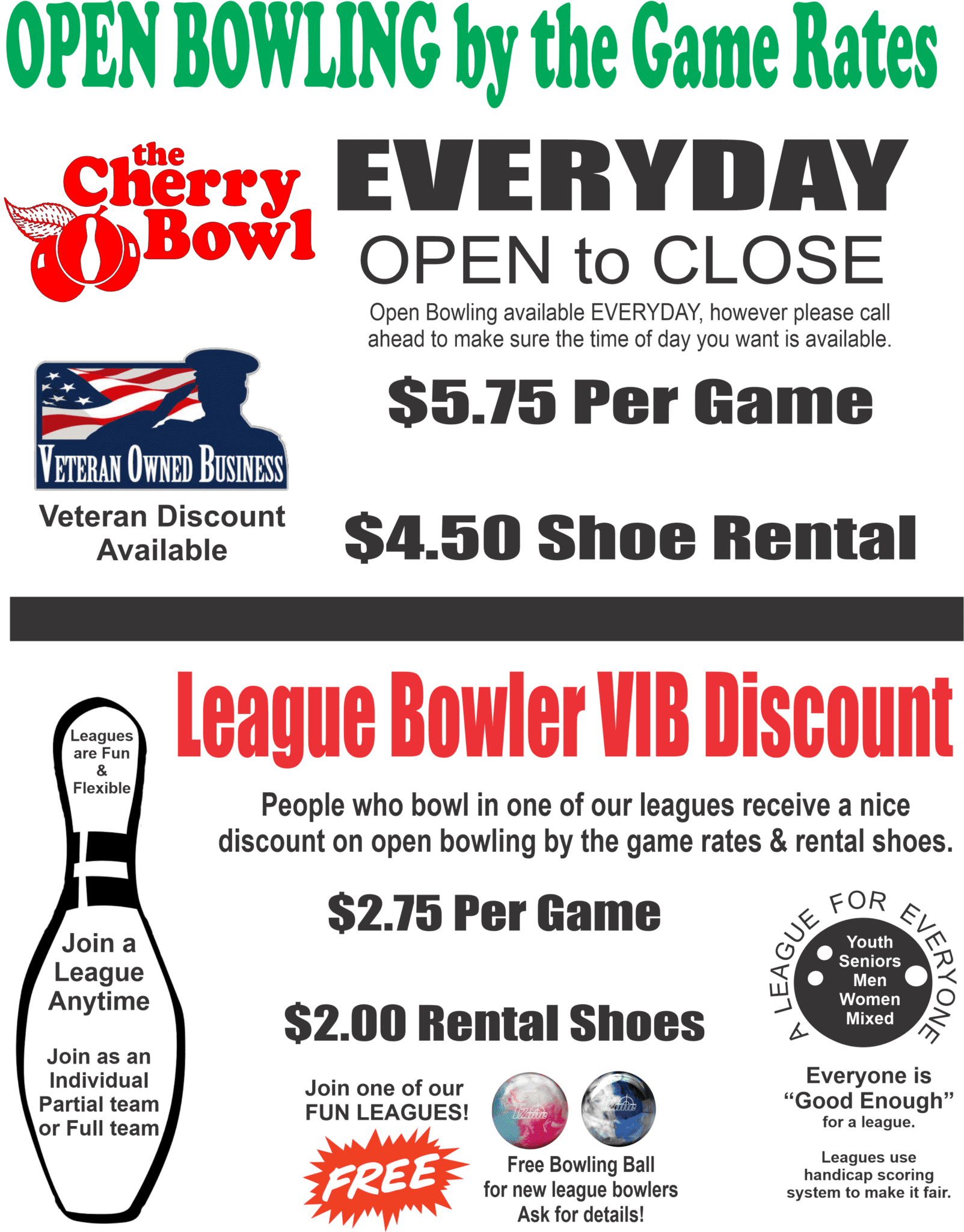 Open Bowling | Family Fun | Things To Do | The Cherry Bowl | Rockford, IL